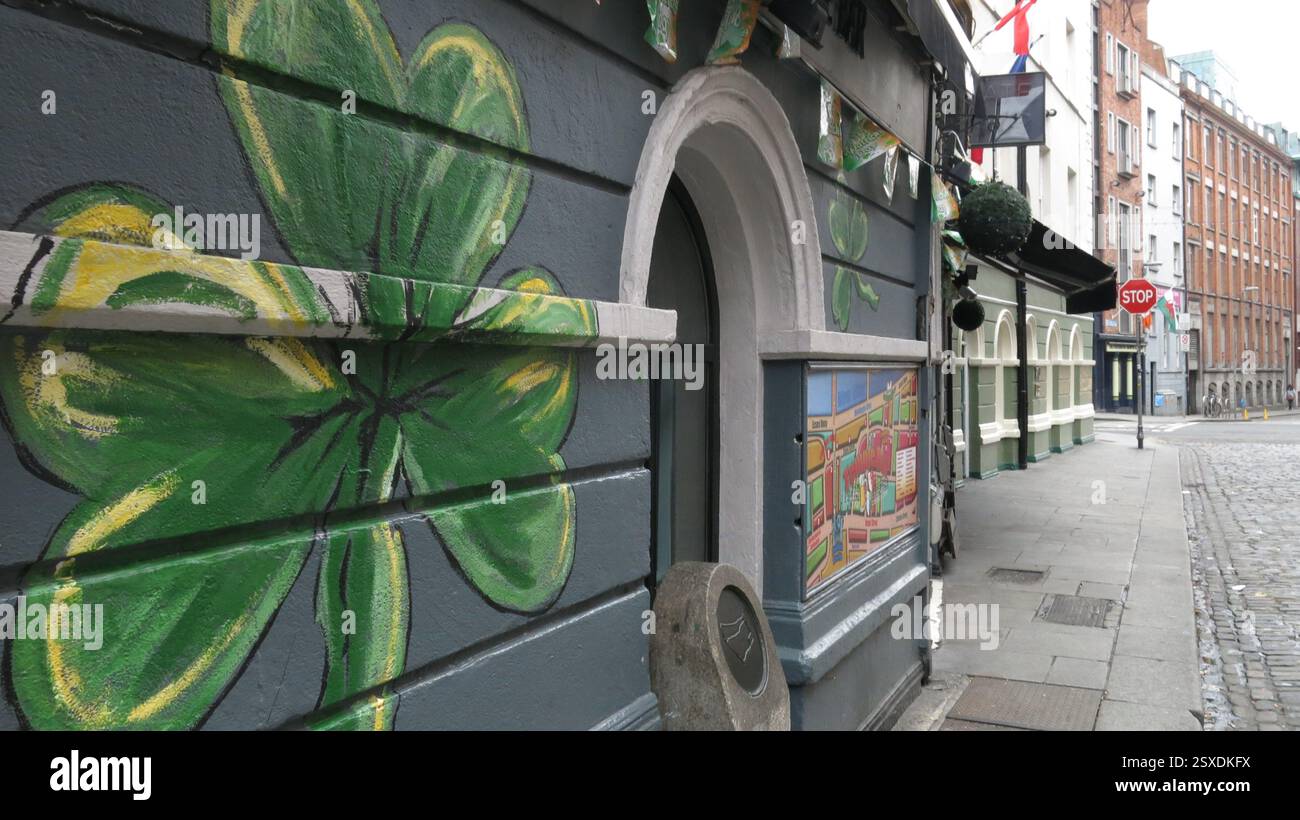 Dublin, Ireland - 16th March 2015 - A shamrock painted on the front ...