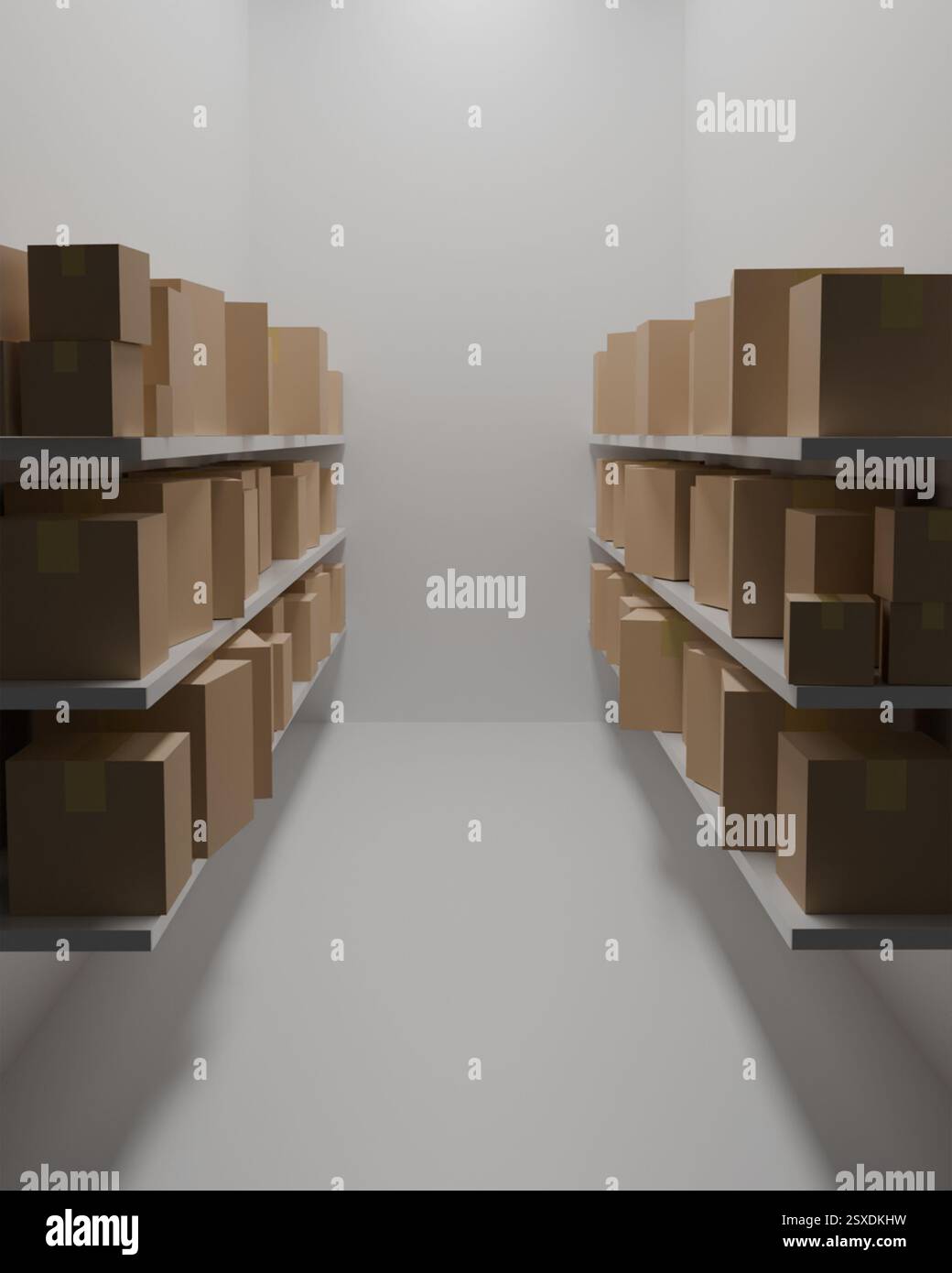 Mail boxes are on the shelves, logistics center, warehouse, 3D model ...