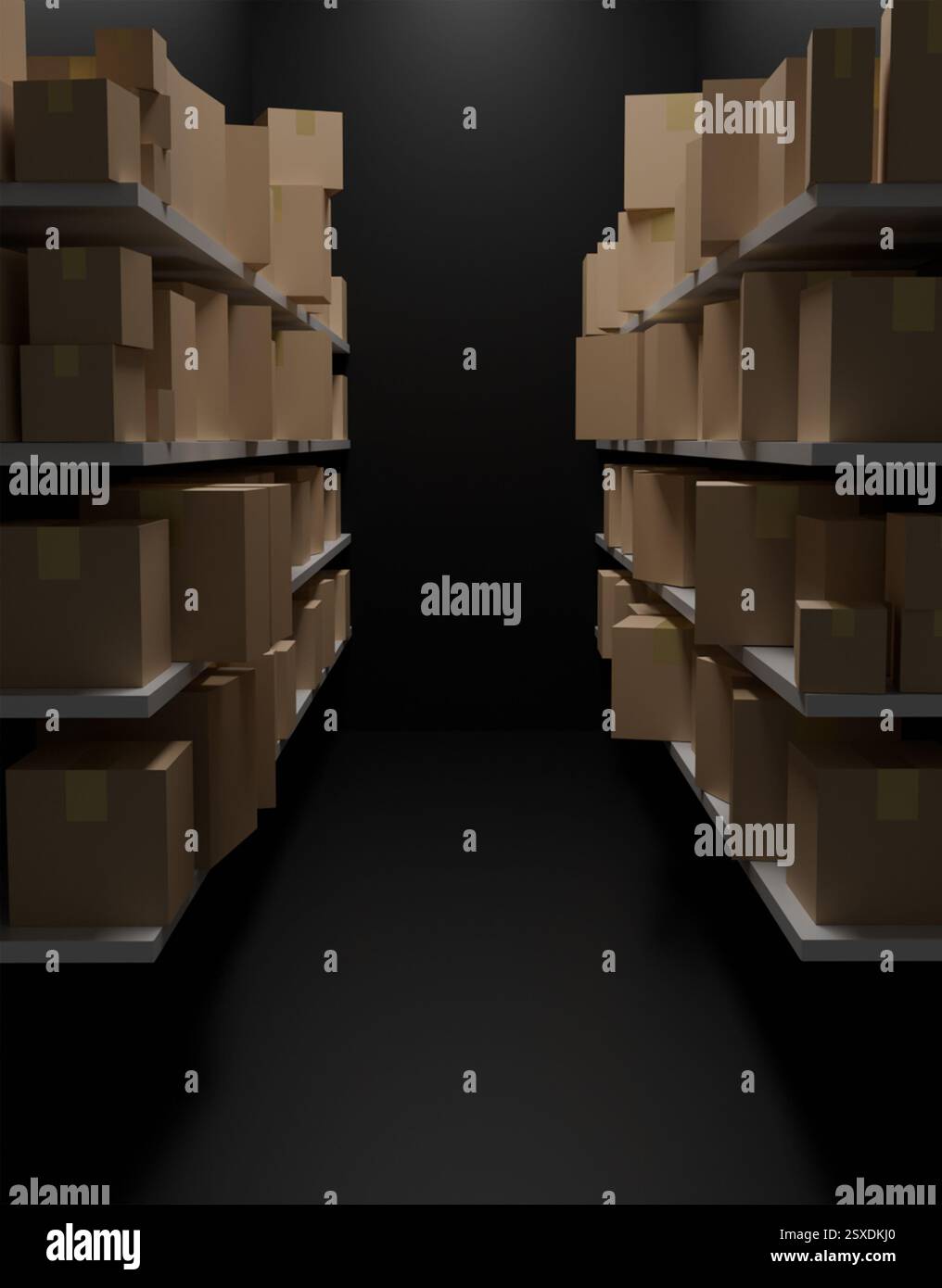 Mail boxes are on the shelves, logistics center, warehouse, 3D model ...
