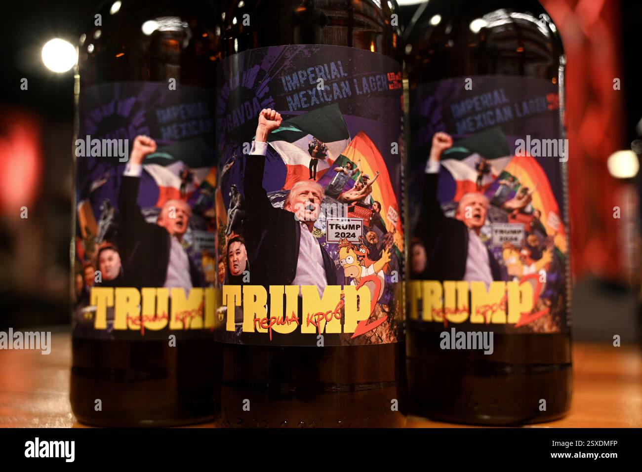 Lviv, Ukraine - Feb 18, 2025: A botles of localy brewed beer called ...