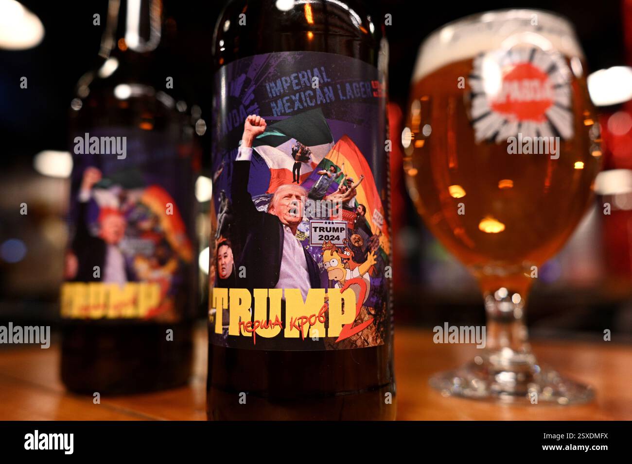 Lviv, Ukraine - Feb 18, 2025: A botles of localy brewed beer called ...