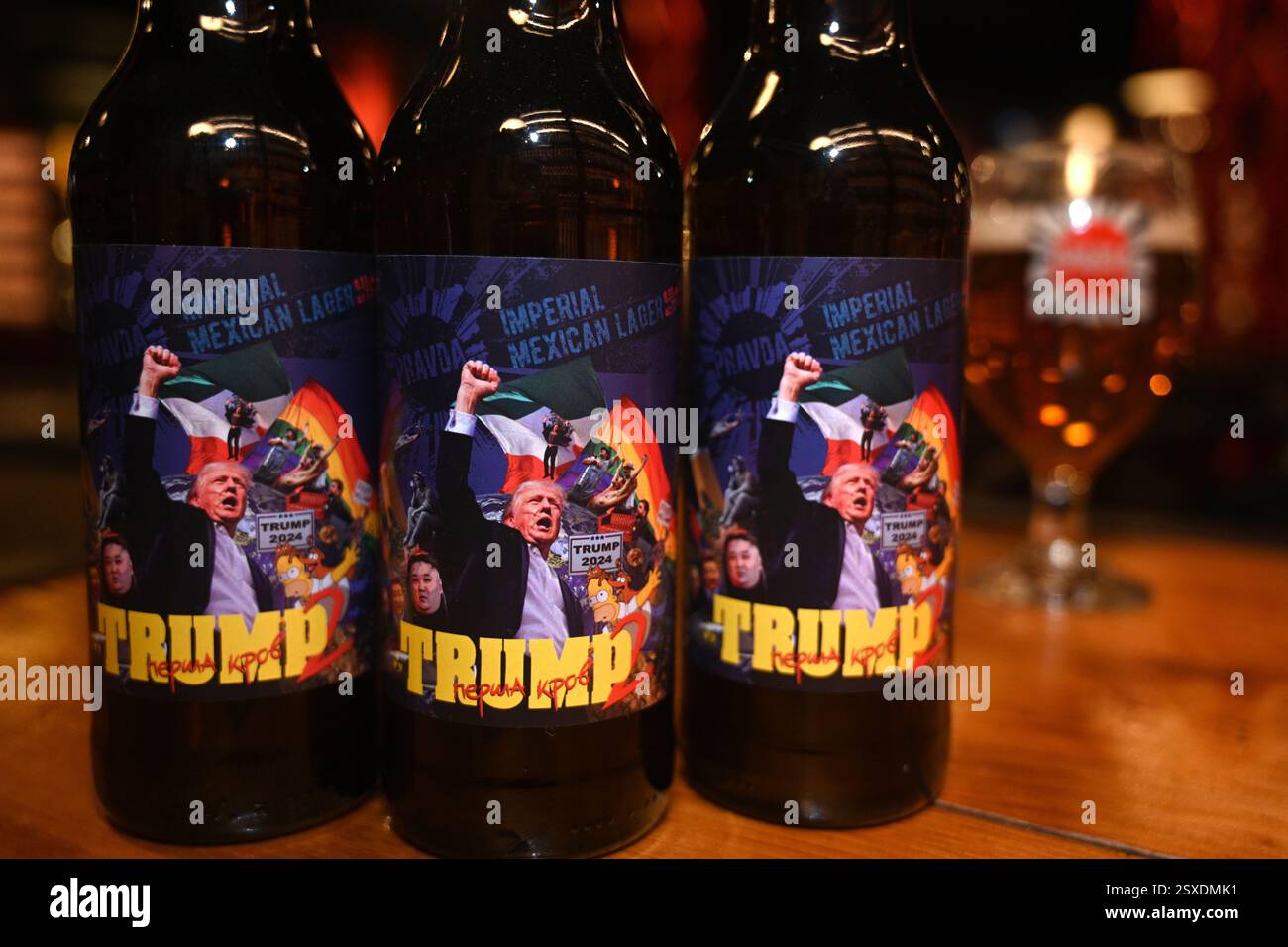 Lviv, Ukraine - Feb 18, 2025: A botles of localy brewed beer called ...