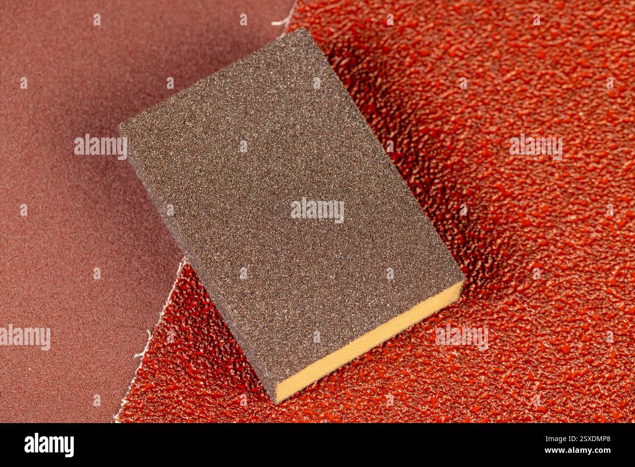 different sheets of sandpaper for metal or wood processing, different ...