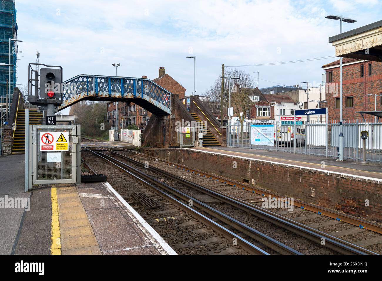 Platforms and footbridge at Cosham train station in Portsmouth ...