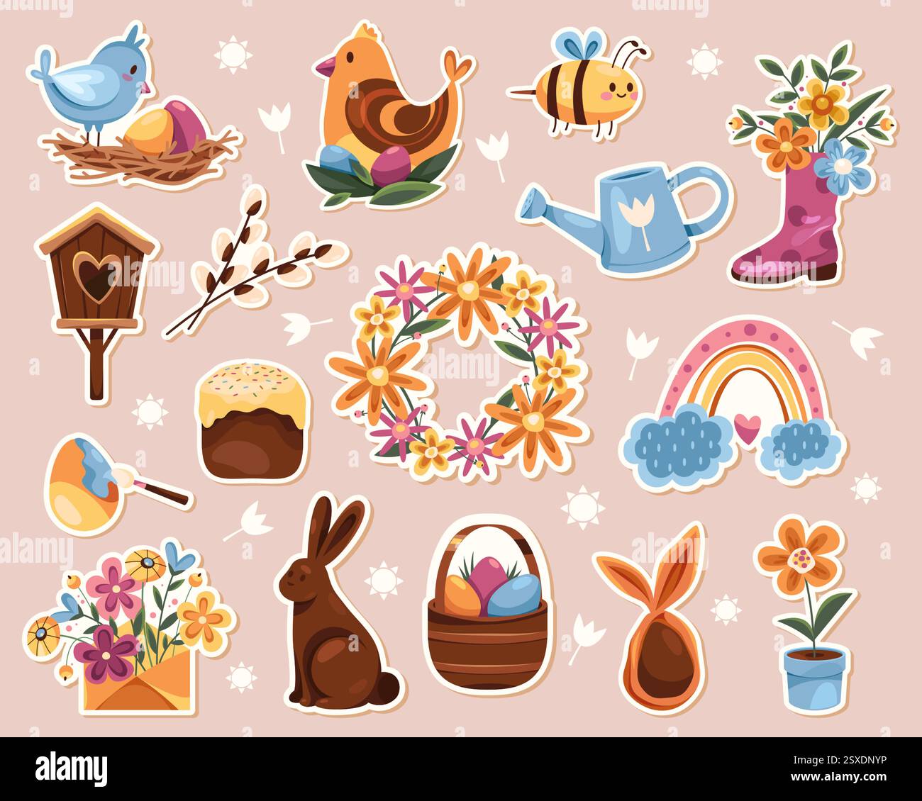 Birds in willow Stock Vector Images - Alamy