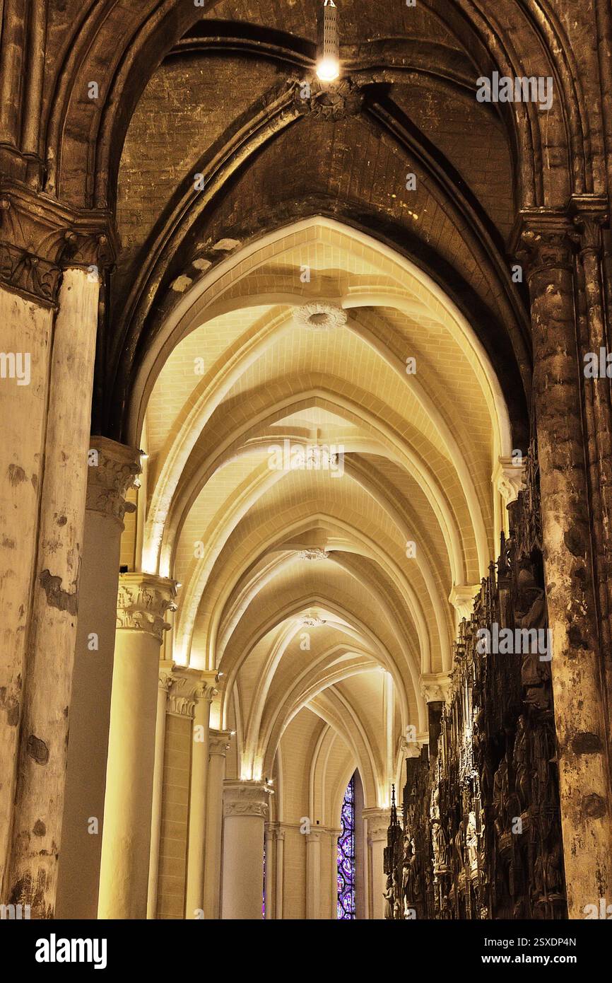 Gothic architecture showcases stunning vaulted ceilings illuminated ...