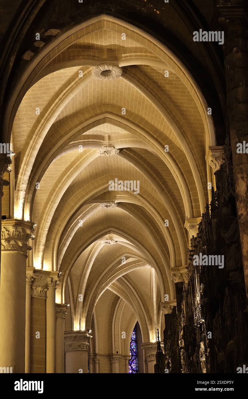 Gothic architecture showcases stunning vaulted ceilings illuminated ...