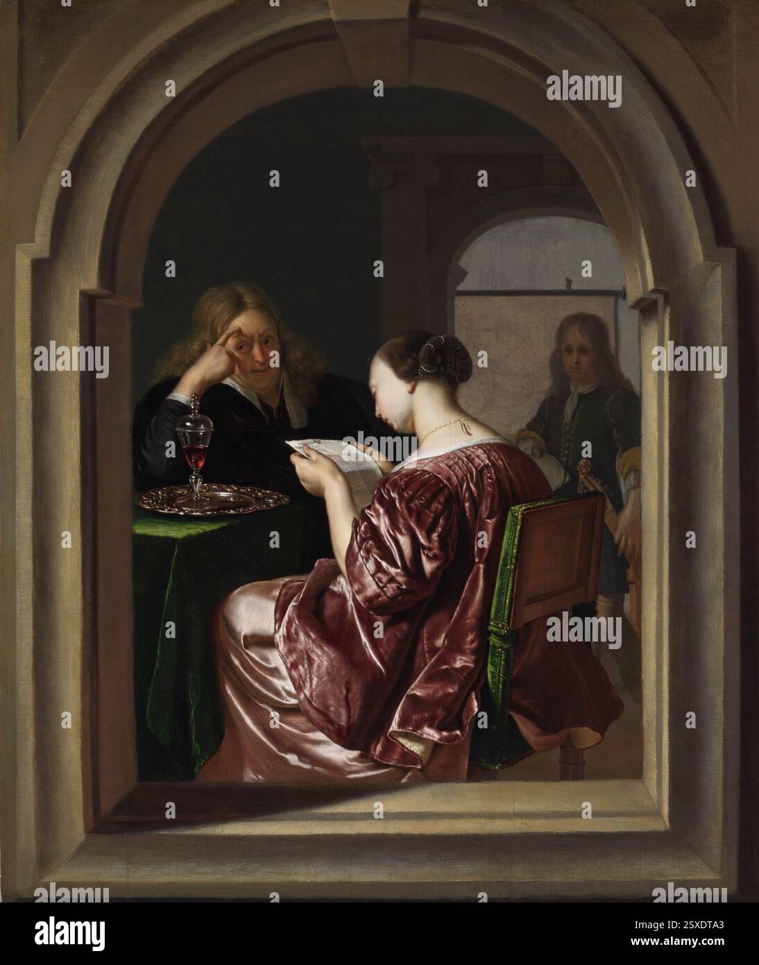 A Woman Reading and a Man Seated at a Table Frans van Mieris the Elder ...