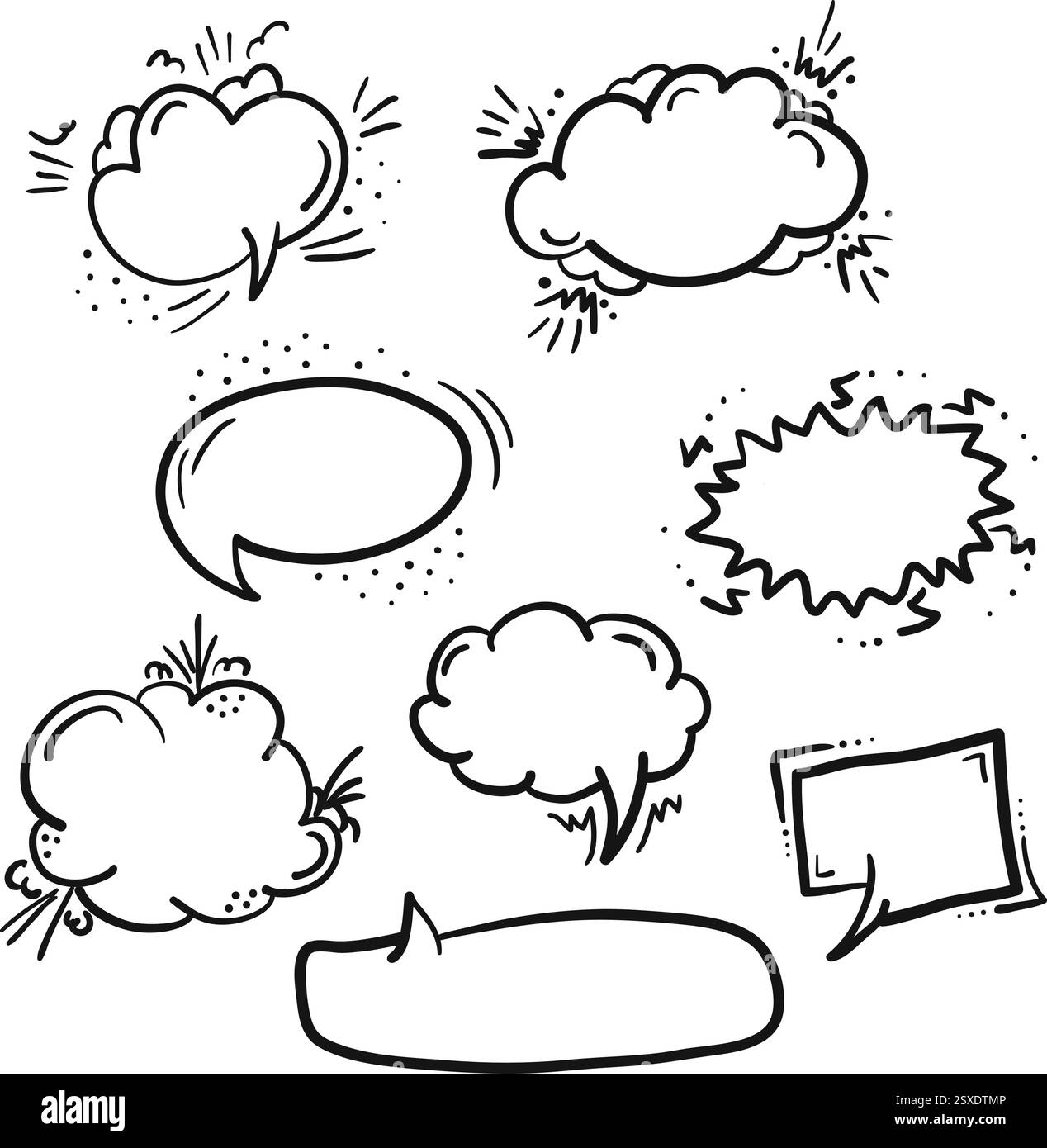 Black outline retro comic speech bubbles Stock Vector Image & Art - Alamy