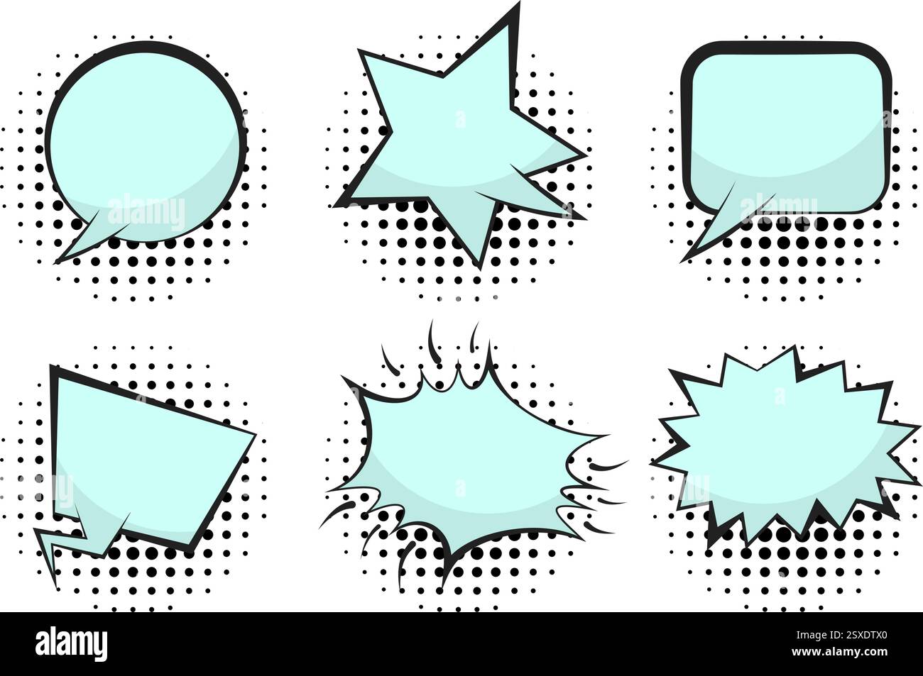 Set of blue empty retro comic speech bubbles Stock Vector Image & Art ...