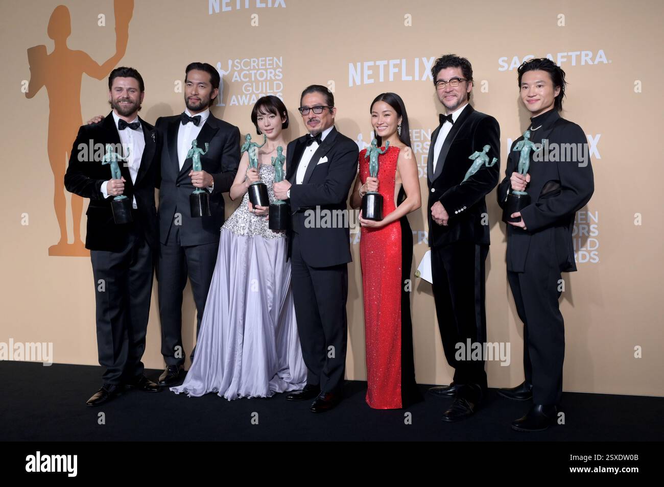 Los Angeles, USA. 23rd Feb, 2025. LOS ANGELES, USA. February 23, 2025: Cast of Shogun, Tommy ...