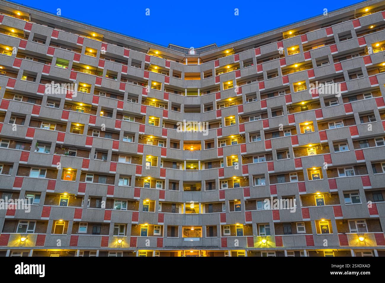 Illuminated facade of the tower block George Loveless House on the ...