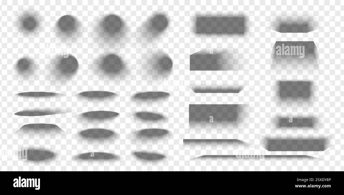 Set of packing box or banner overlay shadow effects. Different ...