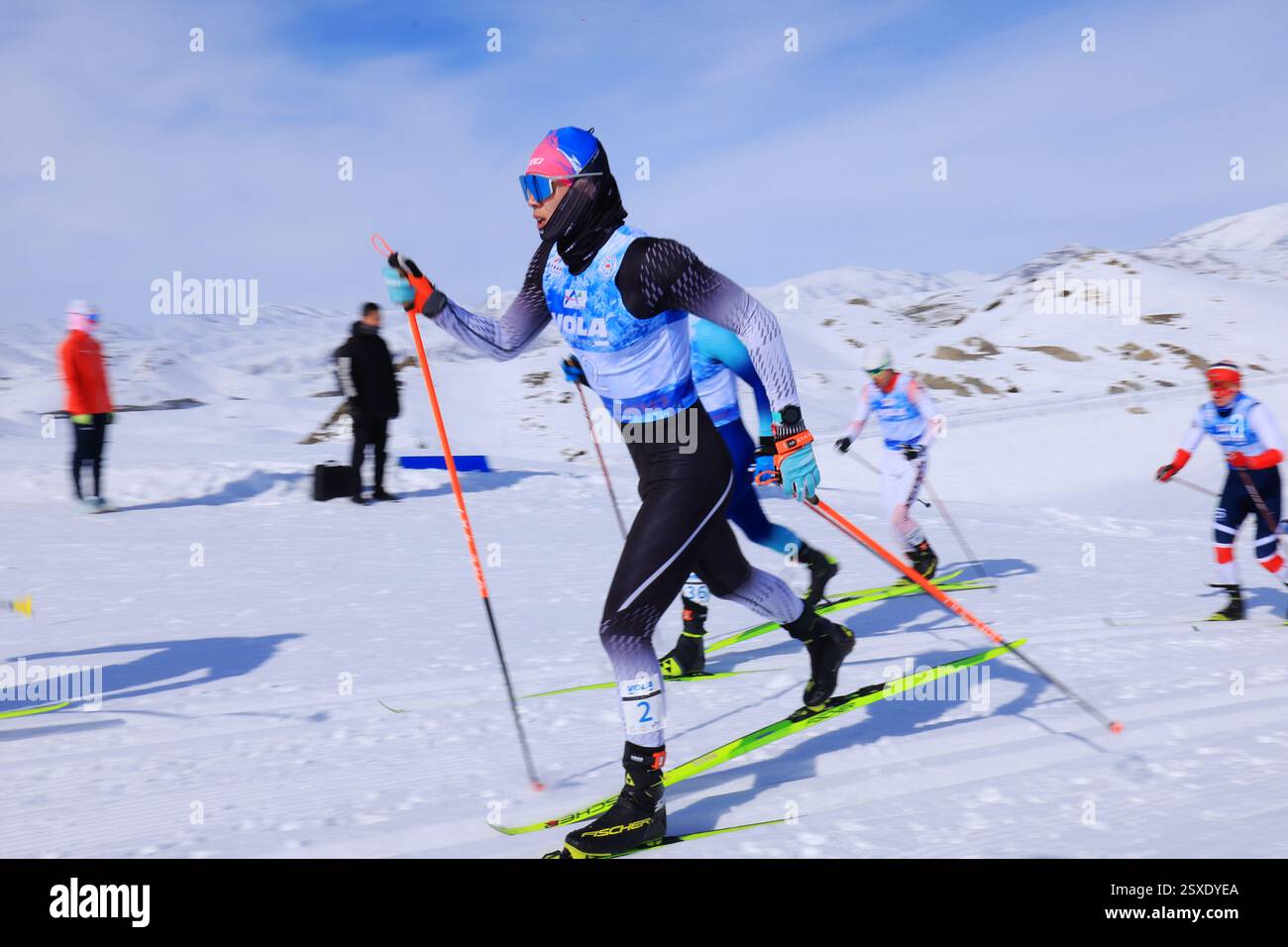 ALTAY, CHINA - FEBRUARY 24, 2025 - Runners compete in the 2024-2025 National cross-country Ski ...