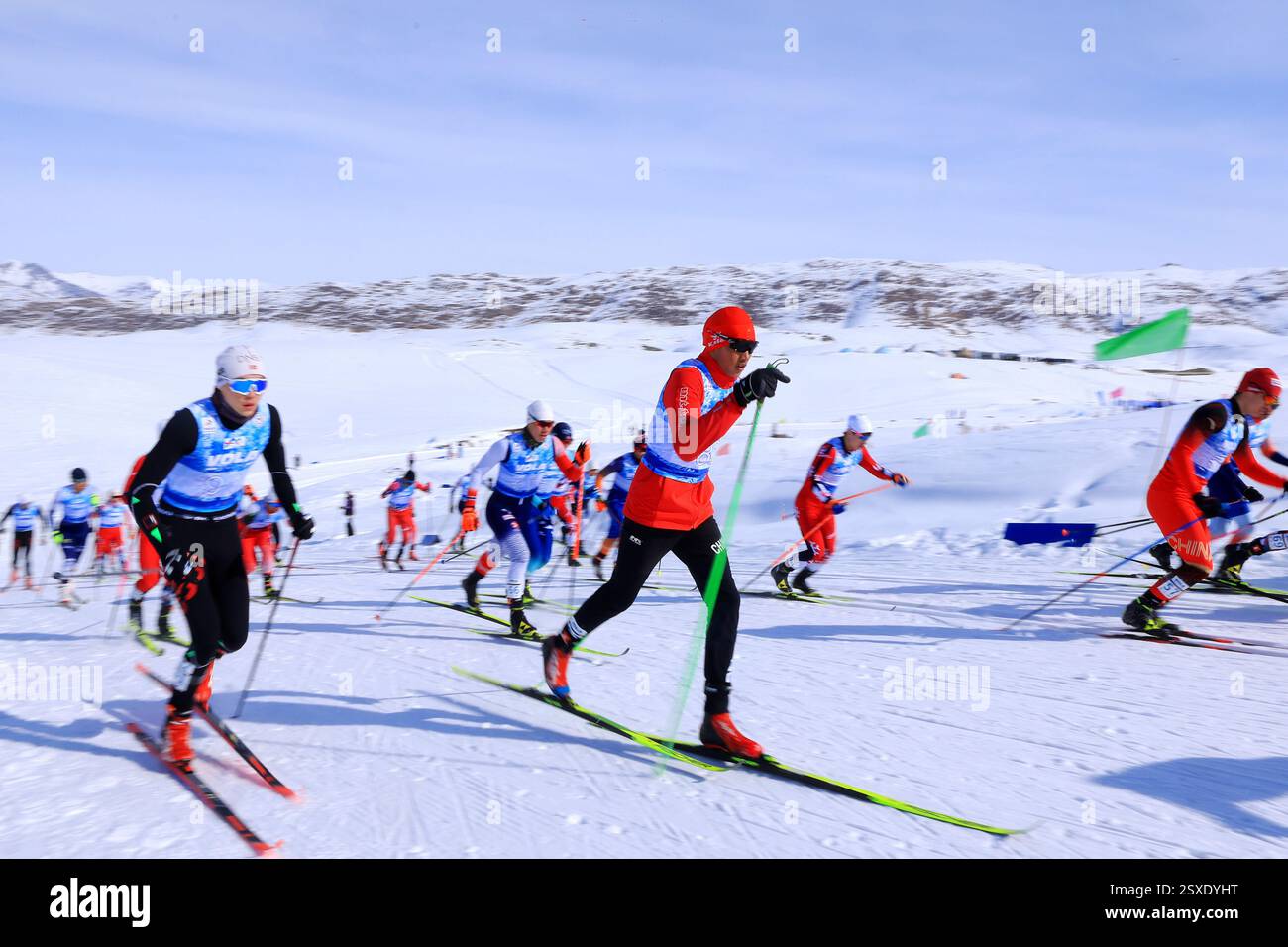 ALTAY, CHINA - FEBRUARY 24, 2025 - Runners compete in the 2024-2025 National cross-country Ski ...