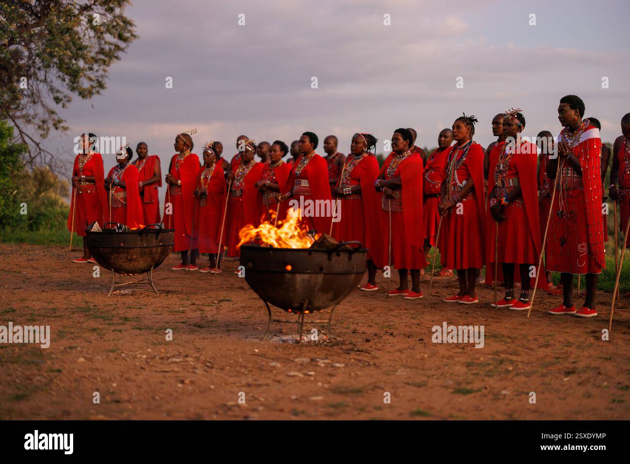 Traditional Masai tribesmen perform a ritual dance in Kenya Stock Photo ...