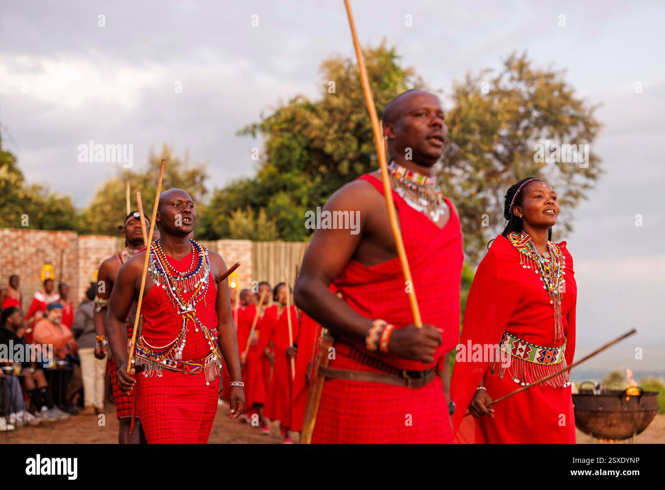 Traditional Masai tribesmen perform a ritual dance in Kenya Stock Photo ...