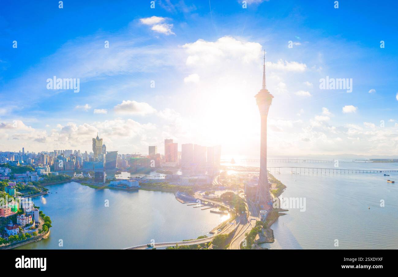 Aerial photography of the seaside scenery of Macao Special ...