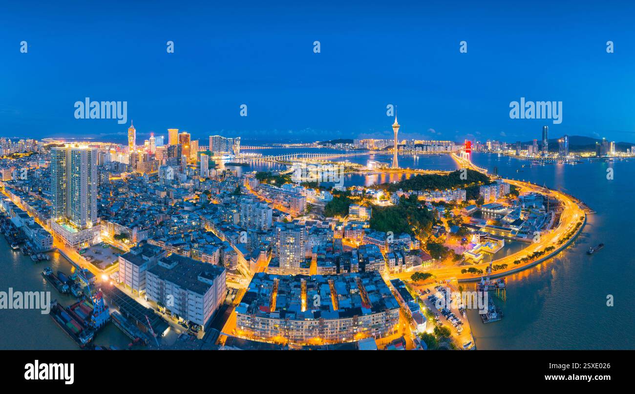 Aerial Photography of the Night Scene of Macau City, China Stock Photo ...