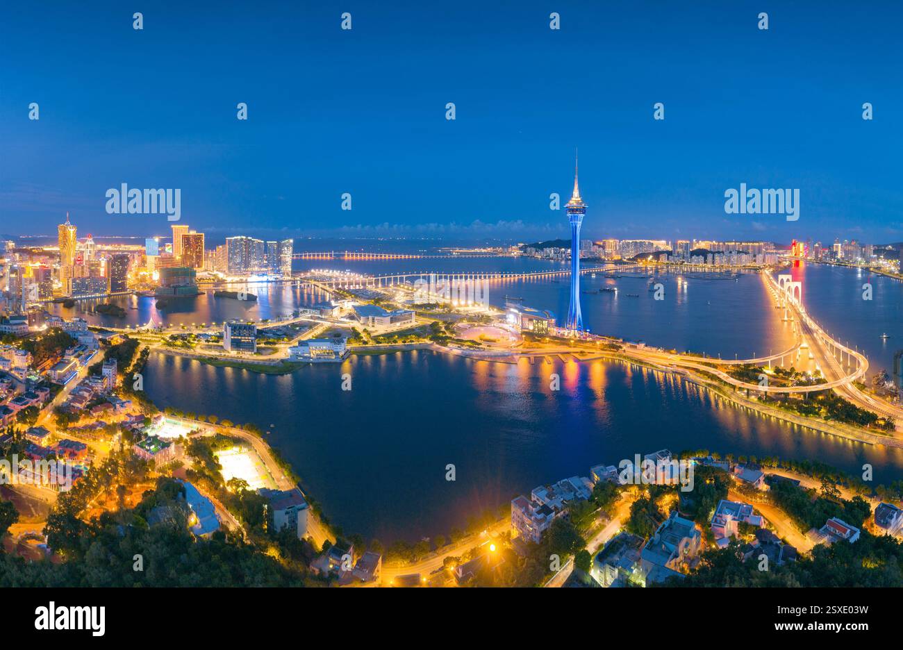 Aerial Photography of the Night Scene of Macau City, China Stock Photo ...