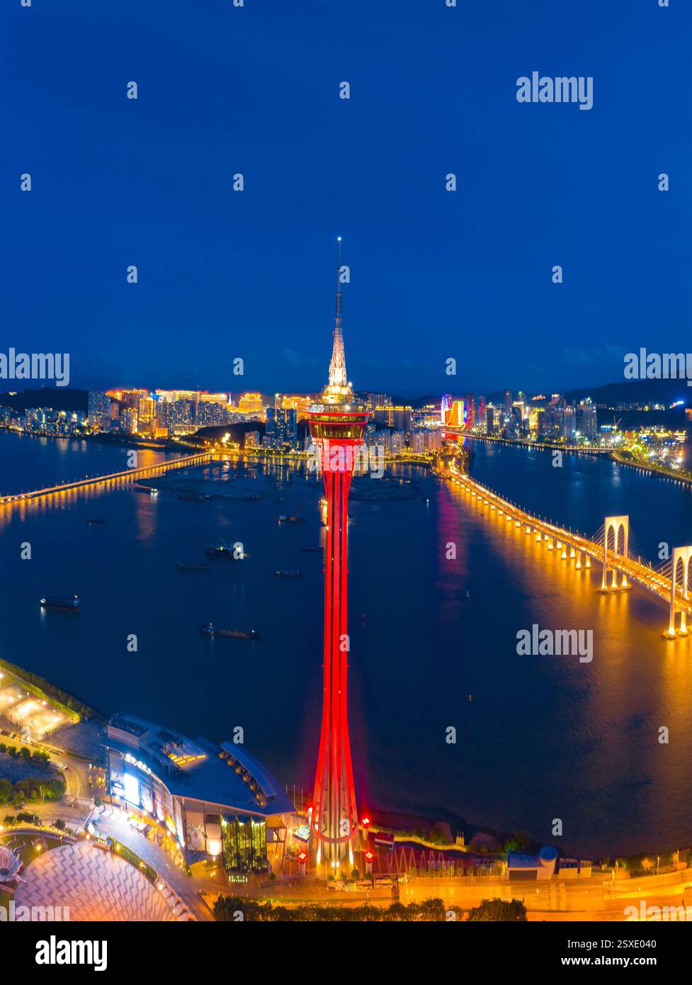 Aerial Photography of the Night Scene of Macau City, China Stock Photo ...