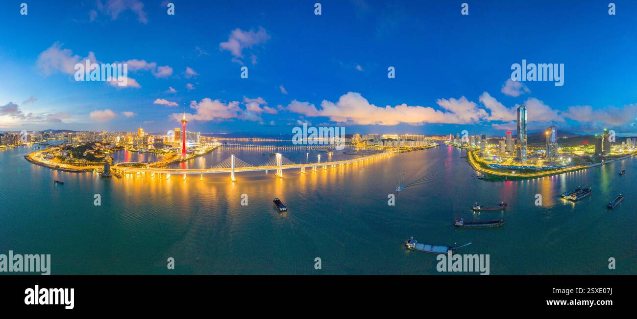 Aerial Photography of the Night Scene of Macau City, China Stock Photo ...