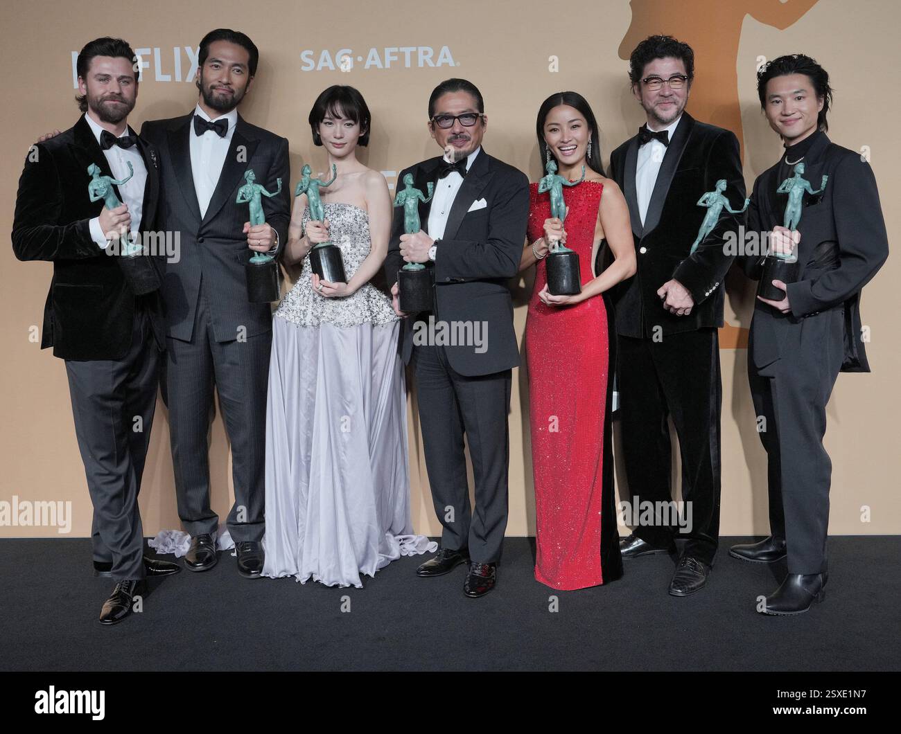 Los Angeles, USA. 23rd Feb, 2025. (L-R) Tommy Bastow, Shinnosuke Abe, Moeka Hoshi, Hiroyuki ...