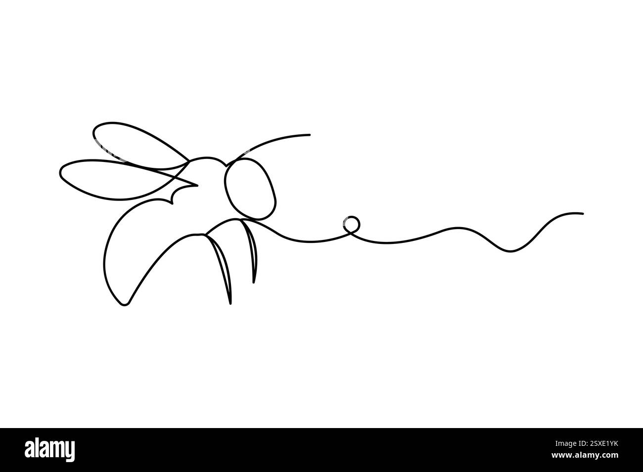Continuous single line drawing of bee outline isolated vector art ...