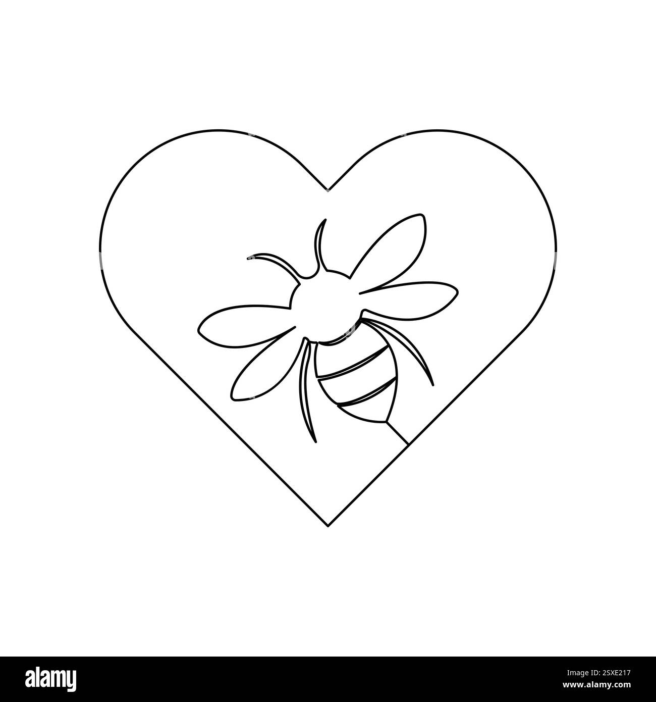 Continuous single line drawing of bee outline isolated vector art ...