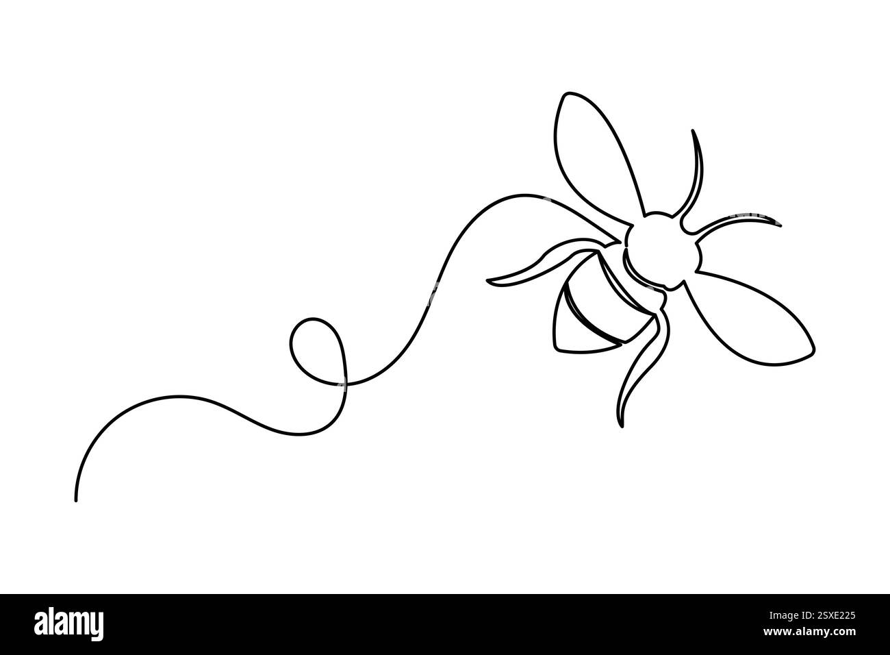 Continuous single line drawing of bee outline isolated vector art ...
