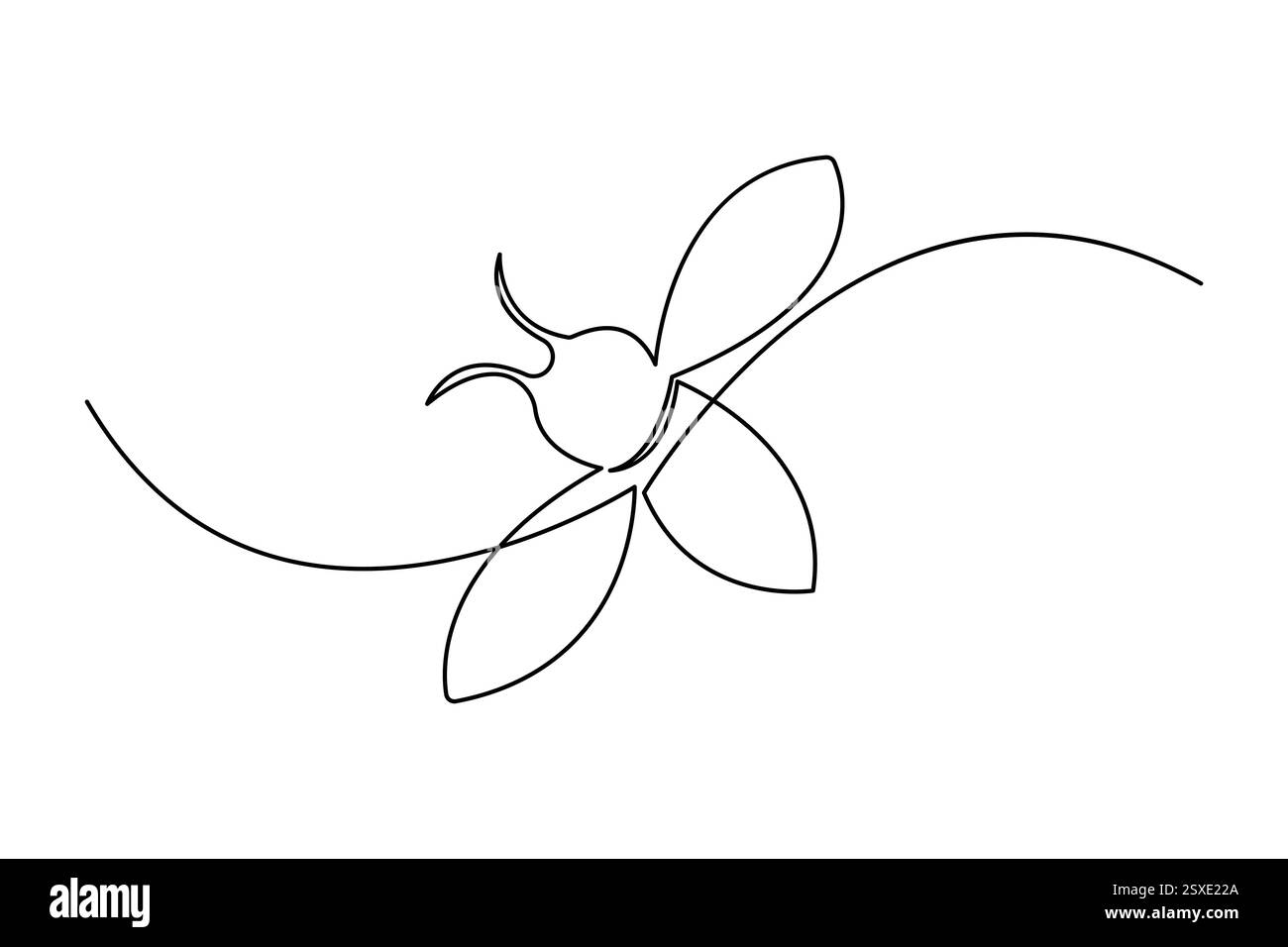 Continuous single line drawing of bee outline isolated vector art ...