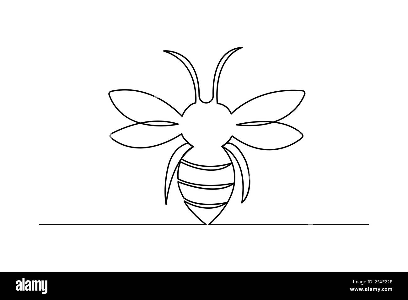 Continuous single line drawing of bee outline isolated vector art ...