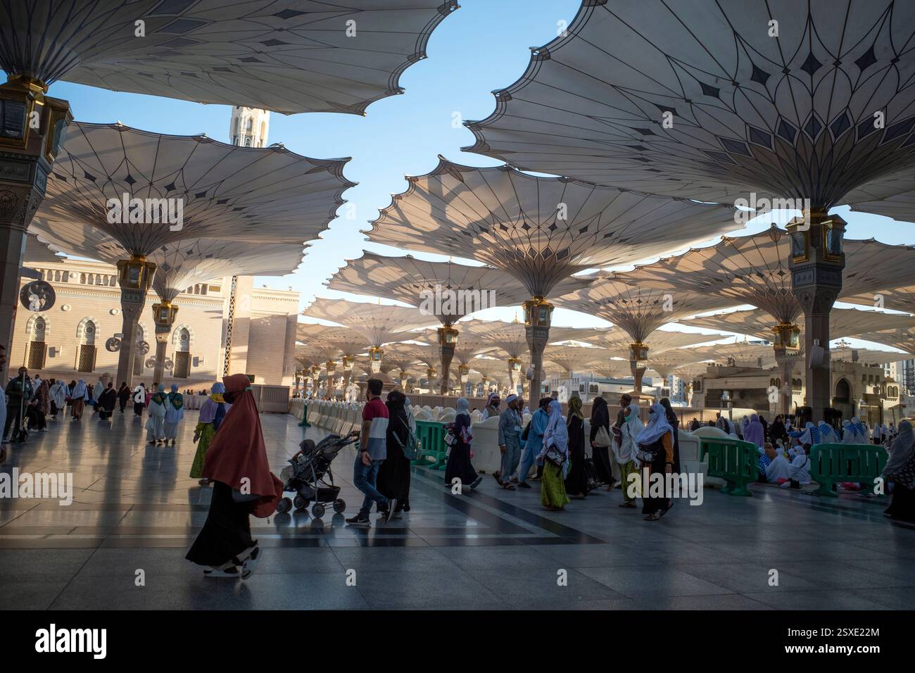 Medina, Saudi Arabia - June 30, 2024: Hajj and Umrah pilgrims under the ...