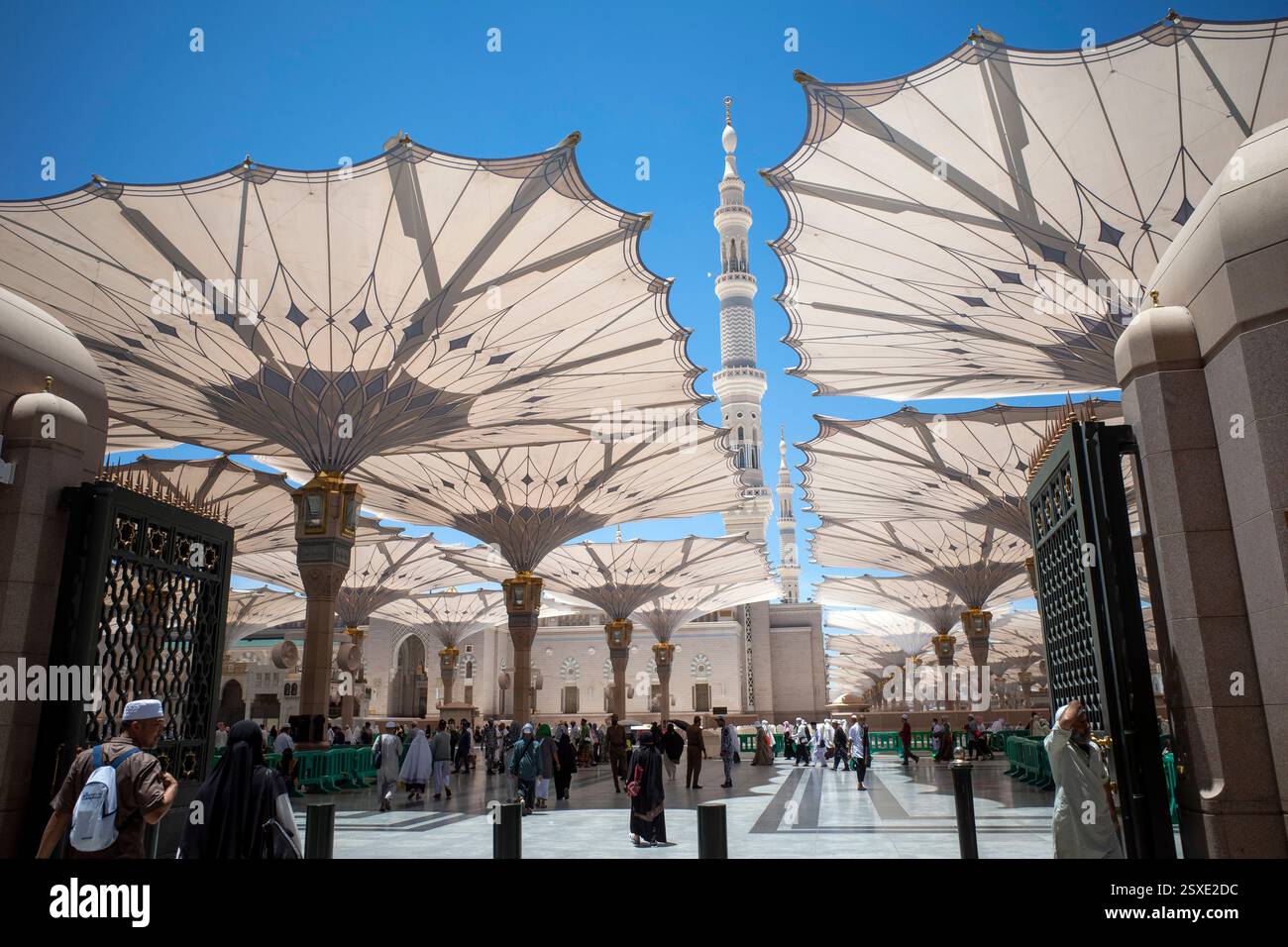 Medina, Saudi Arabia - June 30, 2024: Hajj and Umrah pilgrims under the ...