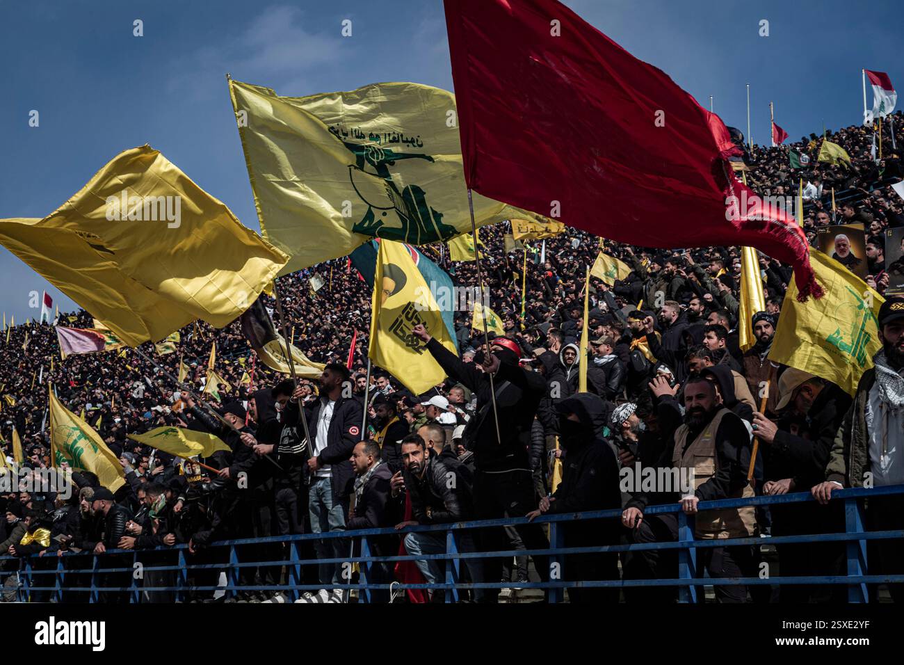 Beirut, Lebanon. 23rd Feb, 2025. Crowd anger after four Israeli jets ...