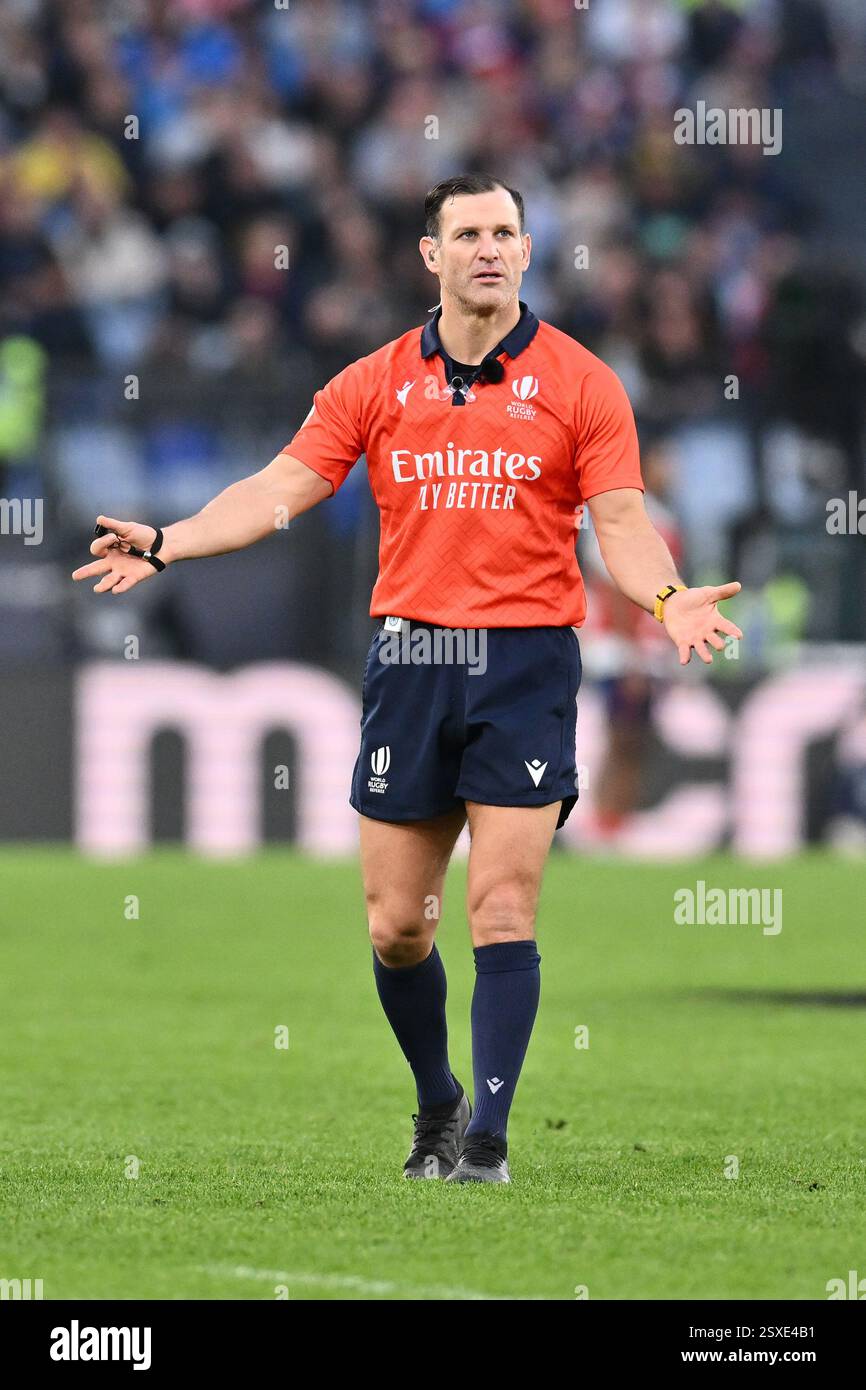 Rome, Italy. 23rd Feb, 2025. Referee Karl Dickson in action during the ...