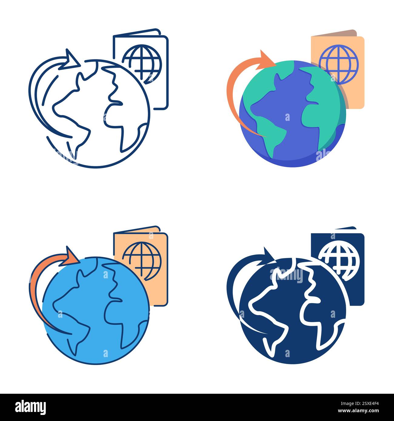 Emigration and immigration icon. International journey, document ID ...