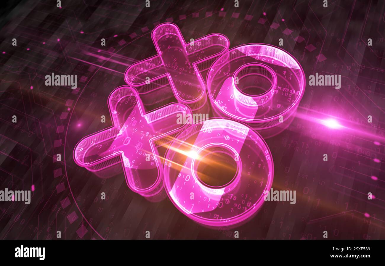 XOXO love and kiss symbol digital concept. Network, cyber technology ...