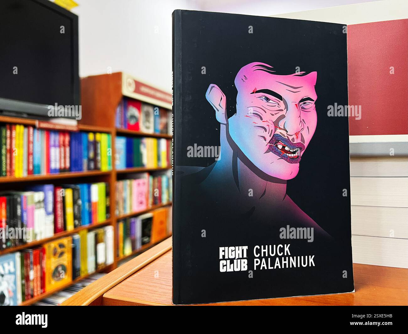 Lviv, Ukraine - February 20, 2025: Artistic cover of Chuck Palahniuk's ...