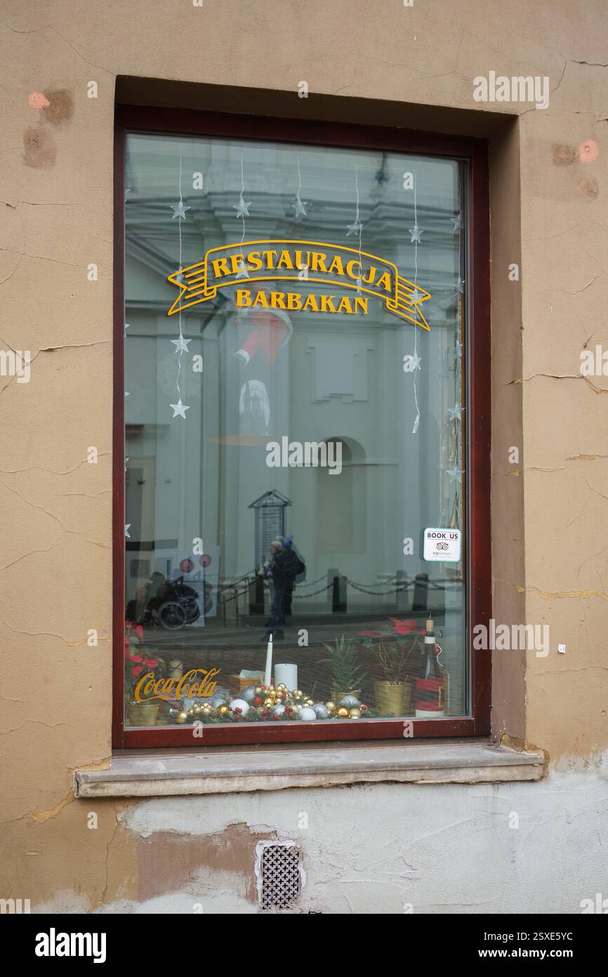 Warsaw, Poland. January 26, 2025 - Restauracja Barbaran window in ...