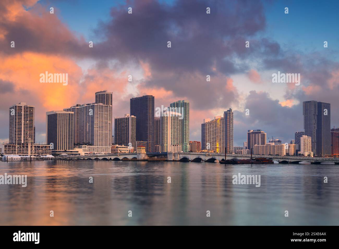 Miami, Florida, USA. Cityscape image of Miami, Florida with reflection ...