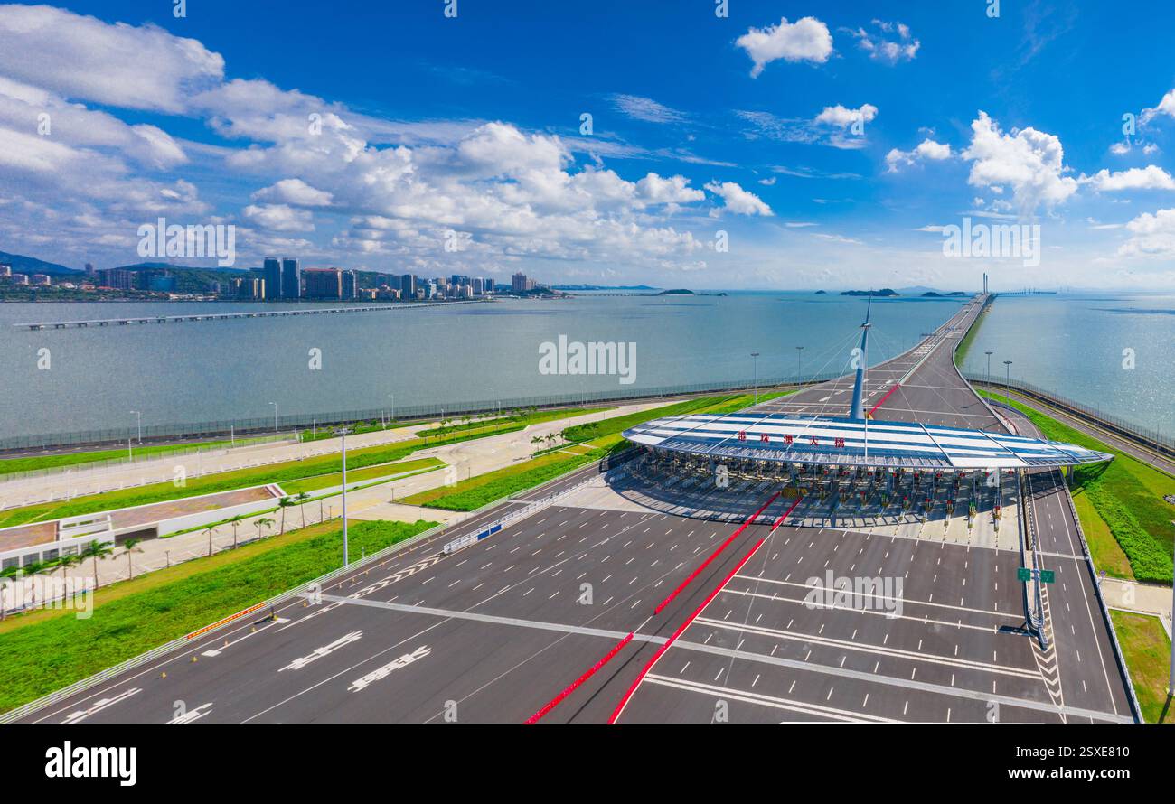 Aerial view of the Zhuhai section of the Hong Kong Zhuhai Macao Bridge ...