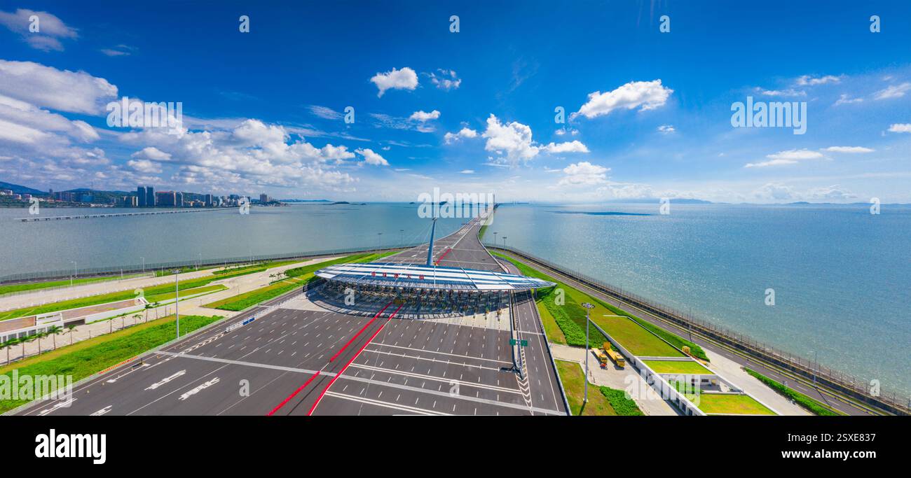 Aerial view of the Zhuhai section of the Hong Kong Zhuhai Macao Bridge ...