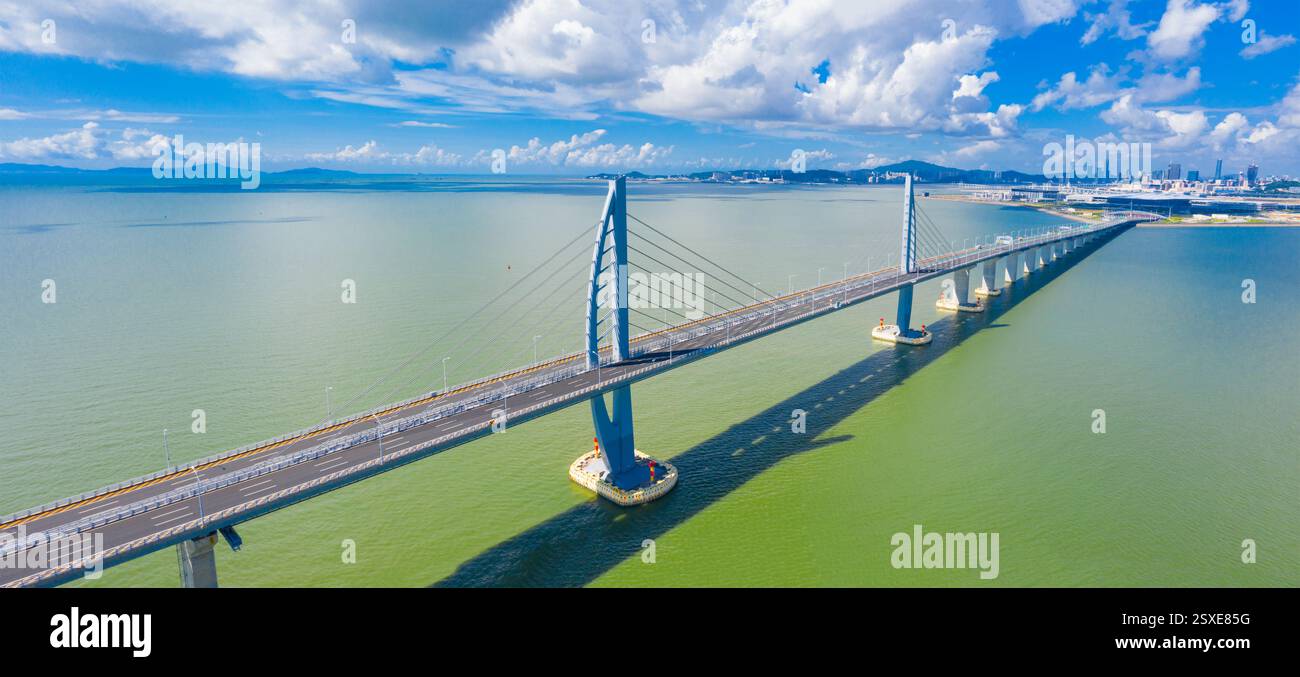 Aerial view of the Zhuhai section of the Hong Kong Zhuhai Macao Bridge ...