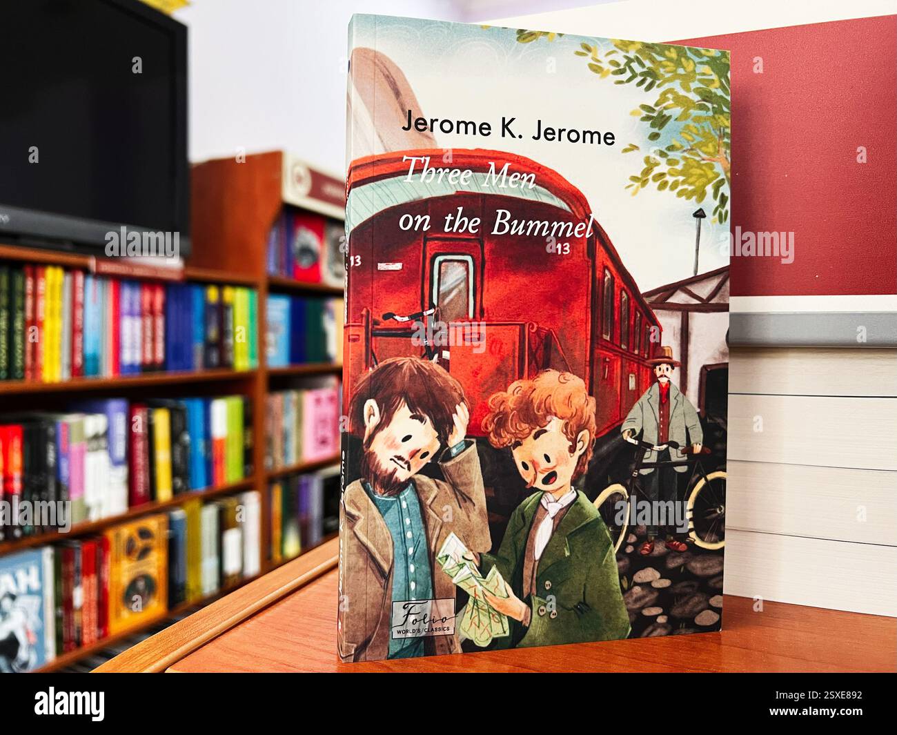 Lviv, Ukraine - February 20, 2025: Illustrated book cover of Three Men ...