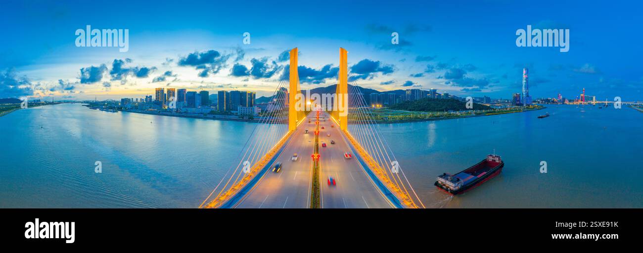 Night view of Hengqin Bridge in Zhuhai, Guangdong Province, China Stock ...