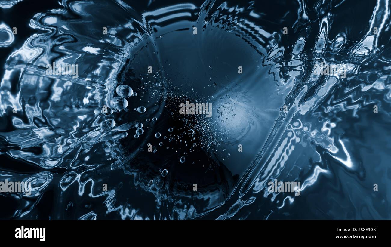 Bubbles ascend in clear water, creating intricate patterns and ...