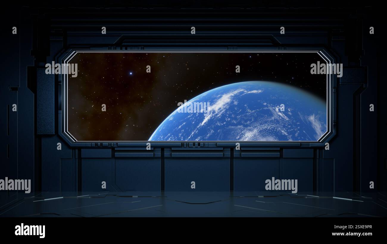 stunning window view reveals Earth illuminated against the backdrop of ...