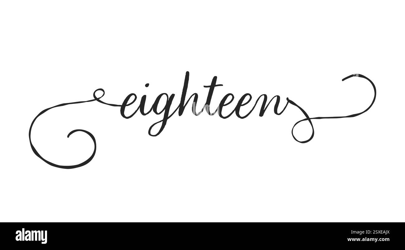 Eighteen card. Hand drawn quote. Modern brush calligraphy. Isolated on ...