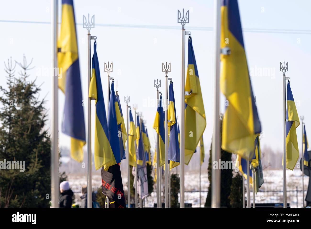 On the 3rd year anniversary of Russia invading Ukraine in Bucha, a town ...